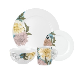 Spode Home Floral Sketches 16 Piece Dinnerware Set - 10.5in, 7.5in, 6in, 12 ounce - Bed Bath ...