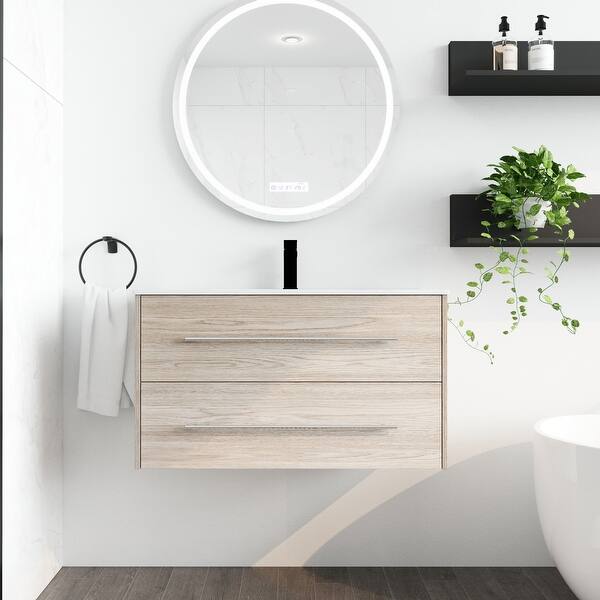 36 Inch Wall Mounted Bathroom Vanity with Gel Basin - Bed Bath & Beyond ...