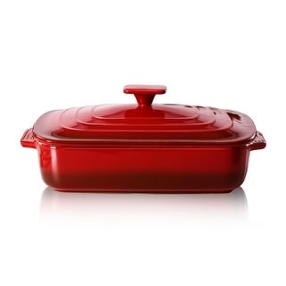 Large Ceramic Casserole Dish with Lid, 4.0 Quart Covered Rectangular ...