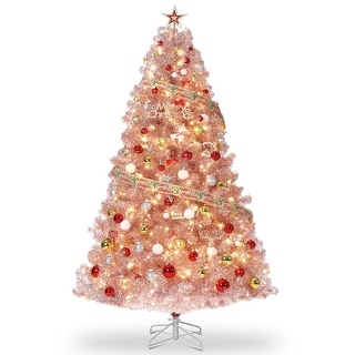 7.5Ft Christmas Tree, Rose Gold Artificial Full Prelighted Christmas ...