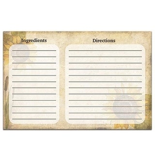 Sunflower Recipe Cards Set 24 Durable Card Stock 4x6 Index Cards - 0.25 ...