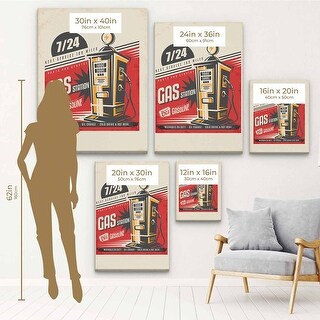 Red Retro Gas Pump Poster Wall Art Canvas 6456 - Bed Bath & Beyond ...