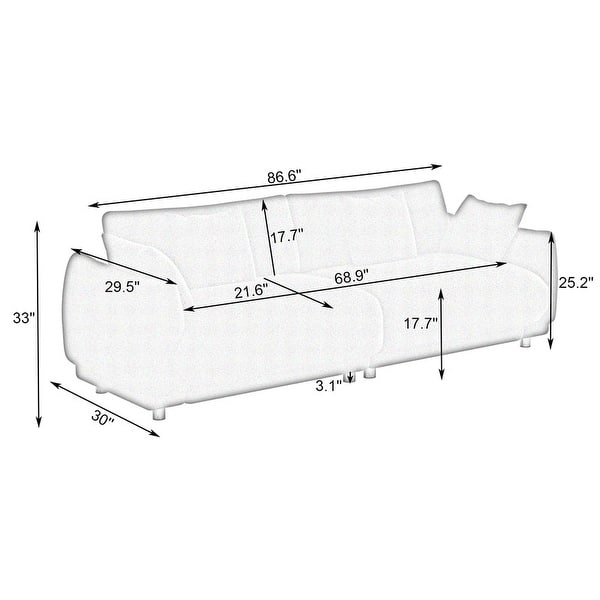 Modern Style 86.6" Teddy Velvet Upholstered Water Chestnut Sofa - Bed ...
