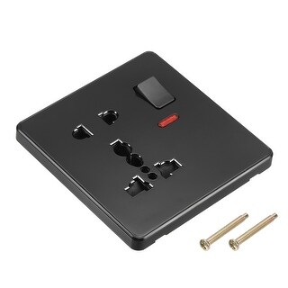 UK US Socket Switched Multi Power Outlet Black 250V 13A 88mmx86mm - Bed ...