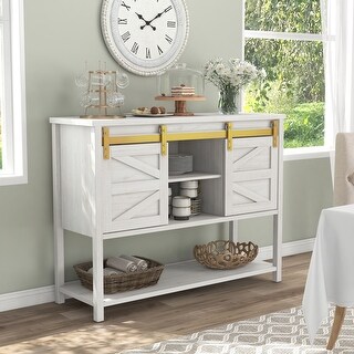 DH BASIC Modern Farmhouse White Oak 47" 4-shelf Buffet by Denhour - Bed ...