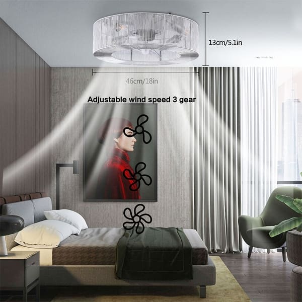 LED Dimmable Ceiling Fan Light Flush Mount Lamp Caged Style w/ Remote ...