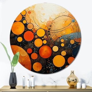 Designart "Fiery Fusion III" Abstract Collages Metal Circle Wall Decor ...