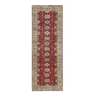 Shahbanu Rugs Barn Red Hand Knotted Pure Wool Karajeh Design Geometric ...