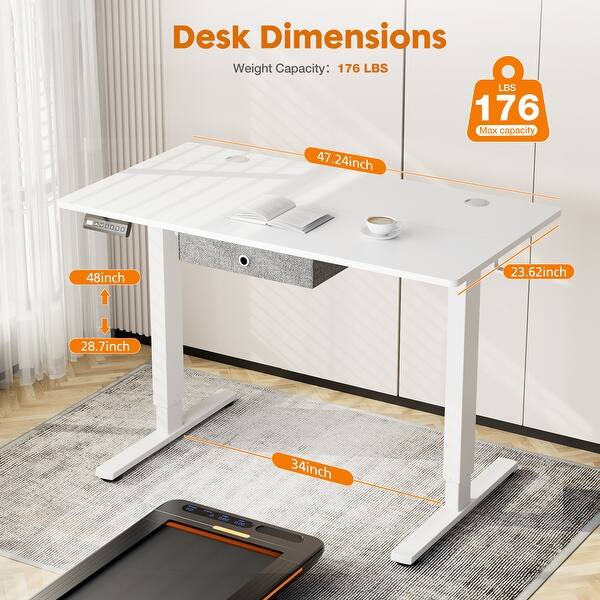 Electric Standing Desk with Drawer Adjustable Desk Ergonomic Rising ...