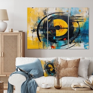 Designart "Blue Ethereal Symmetry II" Abstract Shapes Wall Decor Set ...