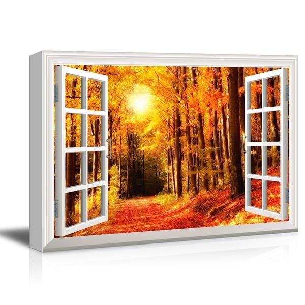 3D Visual Effect View Through Window Frame Canvas Wall Art - Bed Bath ...