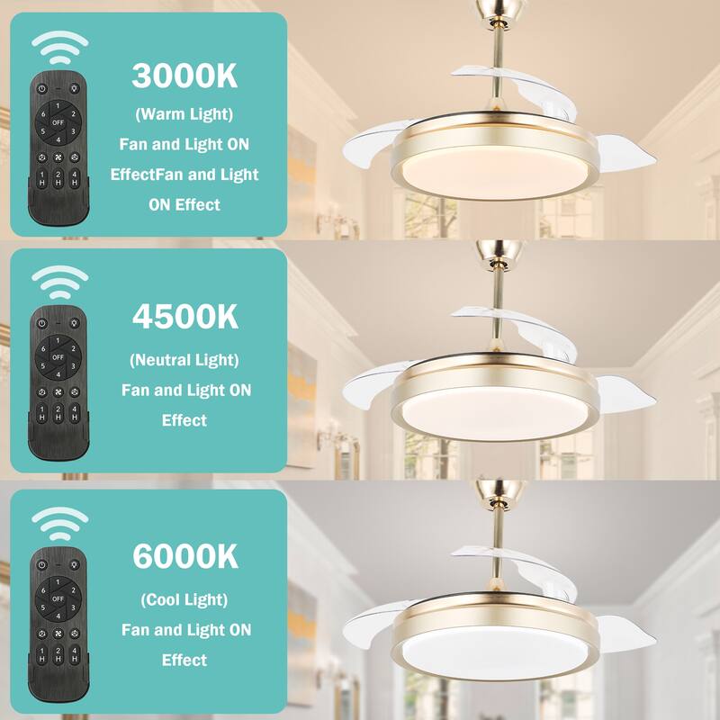 Cusp Barn 42-In Retractable Ceiling Fan with Remote Control Modern 3 ...