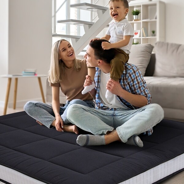 6 Inch Thick Padded Floor Futon Mattress Black Twin