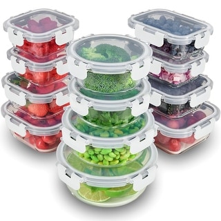 24 Piece Glass Storage Containers with Lids - Leak Proof, Dishwasher ...