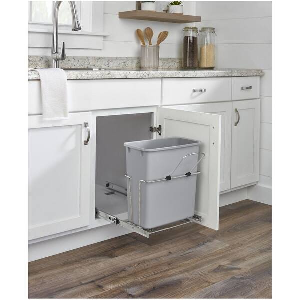 Rev-A-Shelf Universal Waste Pullout with Single Gray 20 qt. Container ...