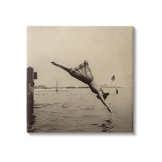 Stupell Vintage Diving Girl Canvas Wall Art Design by Graffi*Tee ...