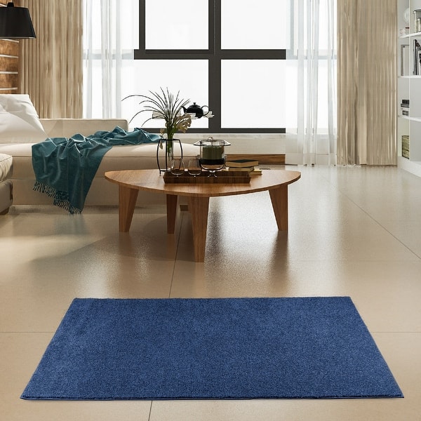 solid bright blue rug