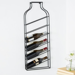 Black Metal Oval 13 Bottle Wall Wine Rack with Beaded Frame - On Sale ...
