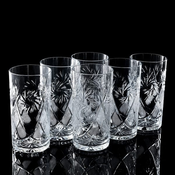 Neman Glassworks Mill Cut High-End Crystal High-Ball Glass (Set of 6 ...