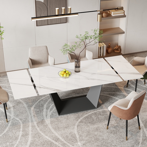 White modern extendable dining table store