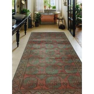 Noori Rug Vintage Distressed Derya Red/Green Runner - 4'6" x 9'11 ...