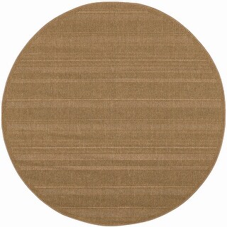 8' Round Tan Round Stain Resistant Indoor Outdoor Area Rug - 6' x 7 ...