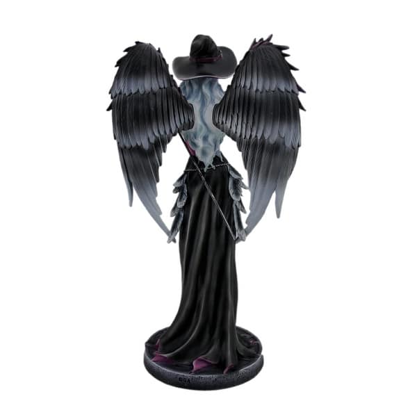 Gothic Raven Winged Necromancer Fairy Statue With Staff and Skull - Bed ...