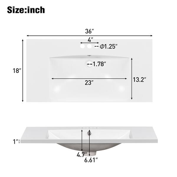 36'' Bathroom Vanity with/without Resin Sink, Modern Bathroom Storage ...