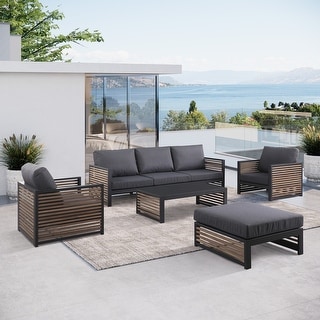 Cadora Teak 5 - Person Outdoor Conversation Set with Custom Cover - Bed ...