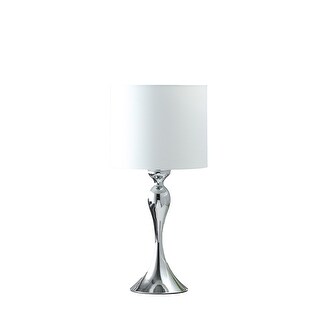 HomeRoots 25" Silver Sleek Table Lamp With Off White Drum Shade - 12 ...