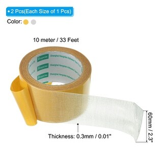 2Pcs 2.3"x33 Ft Double Sided Fabric Tape Super Sticky Clear Tapes White ...