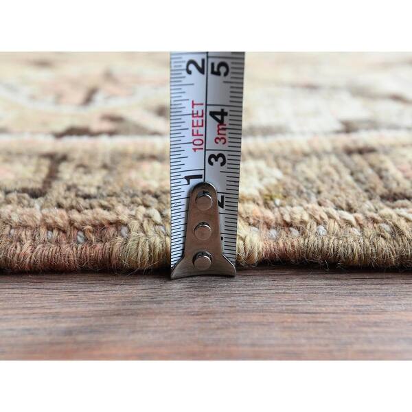 Shahbanu Rugs Desert Sand Brown Pure Wool Vintage Persian Heriz Clean ...