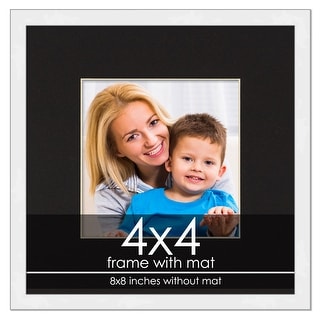 4x4 Frame with Mat - White 8x8 Frame Wood Made to Display Print or ...