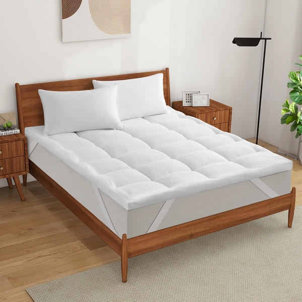 3 4 Ultra Thickness Fitted Down Alternative Fiber Mattress Topper with Elastic Deep Strape On Sale Bed Bath Beyond 38398240