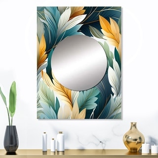 Designart "Jungle Tropical Plams Composition" Botanical Mirror Green ...