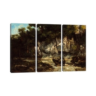 iCanvas "Landscape with Stag" by Gustave Courbet 3-Piece Canvas Wall ...