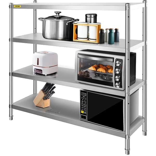 VEVOR Stainless Steel Kitchen Shelving Adjustable Shelf Storage Heavy ...
