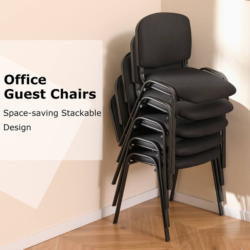 Gymax Set of 5 Stackable Mid Back Conference Guest Reception Chair ...