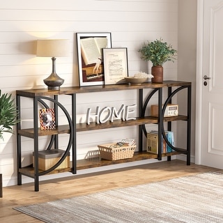 70.86 Inch Extra Long Sofa Table, 3 Tier Narrow Console Table with ...