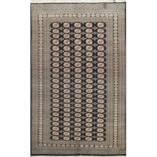 Black Geometric Bokhara Oriental Area Rug Hand-knotted Wool Carpet - 6 ...