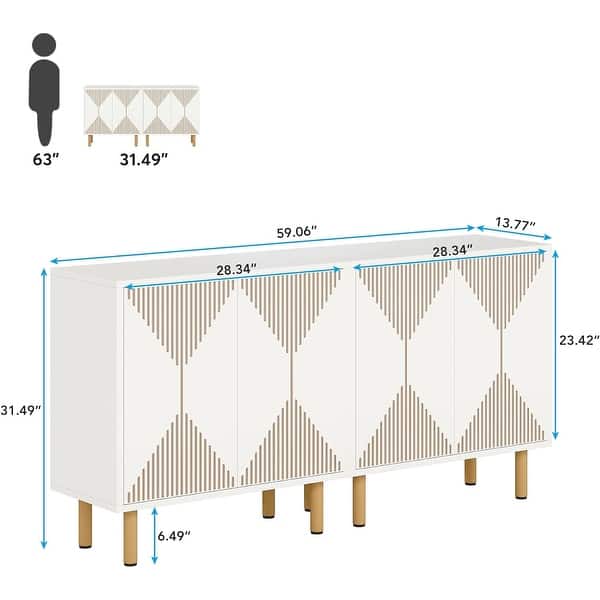 White 58 inches Sideboard Storage Cabinet Buffet Set - Bed Bath ...