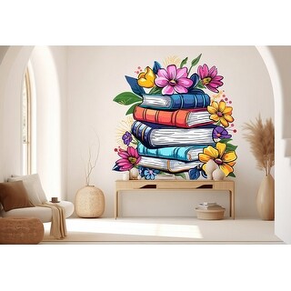 Library Floral Wall Art Decal, Library Wall Decal, Education Decals ...