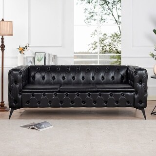 Traditional 3-Seater Sofa with Square Arms and Removable Cushions ...