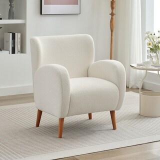 Beige Wingback Chair Accent Club Chair Reading Lounge Sofa Seating ...