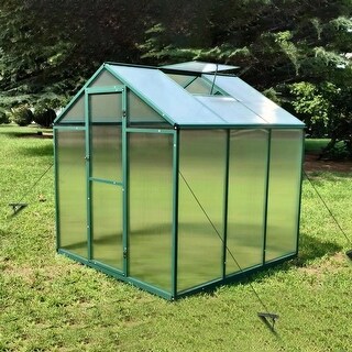 Gain Height Windproof Greenhouse 6x6 FT Greenhouse Raised Base and ...