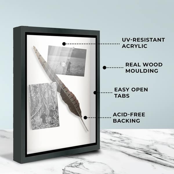18x5 Shadow Box Frame Black Real Wood Contemporary Shadowbox Display ...