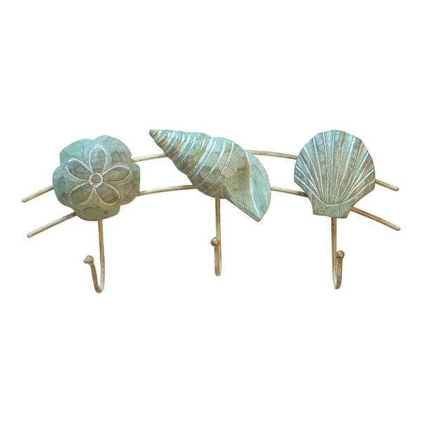 Scallop Turban Sand Dollar Shells Seafoam Green Triple Wall Hooks 11 ...