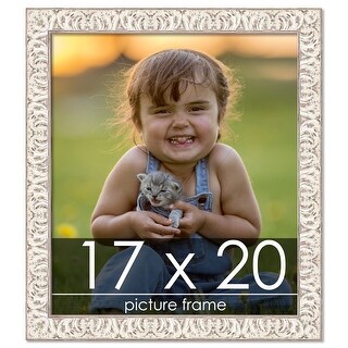 17x20 Ornate White Washed Complete Wood Picture Frame with UV Acrylic ...