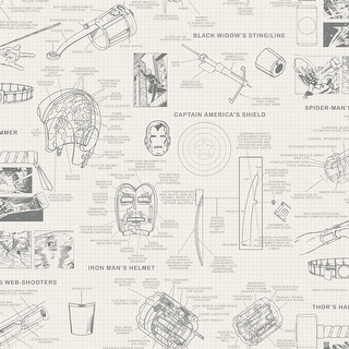 Marvels Heroes Schematics Cream Wallpaper - Bed Bath & Beyond - 39953433