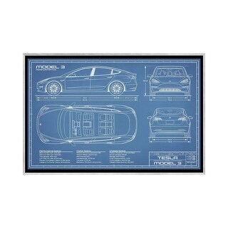 iCanvas "Tesla Model 3 (Performance) Blueprint" by Action Blueprints ...